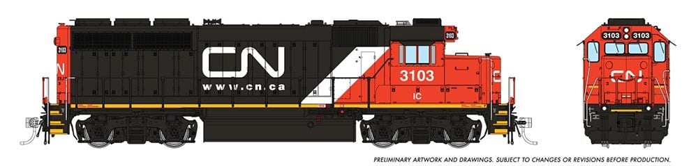 PREORDER Rapido 040013 HO EMD GP40 (DC/Silent): CN - ex-IC: #3117
