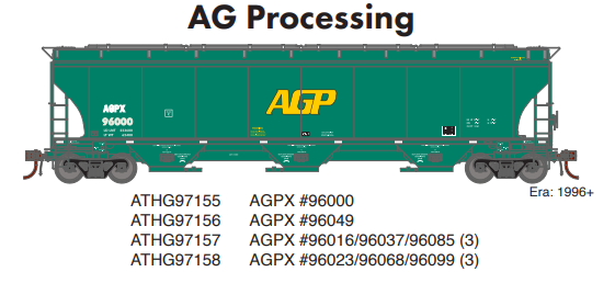 Athearn ATHG97155 HO Trinity 3-Bay Hoppers, AGPX #96000