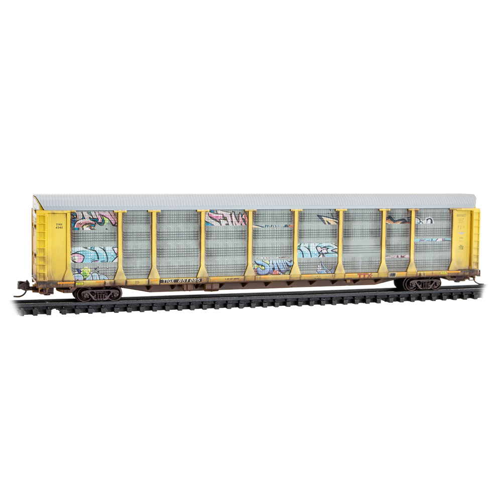 Micro-Trains N 11144490 Weathered 89' Tri-Level Closed Auto Rack, TTX