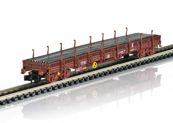 PREORDER Minitrix N 18290 Type Uas Stake Flatcar with Rail Load, Frenc