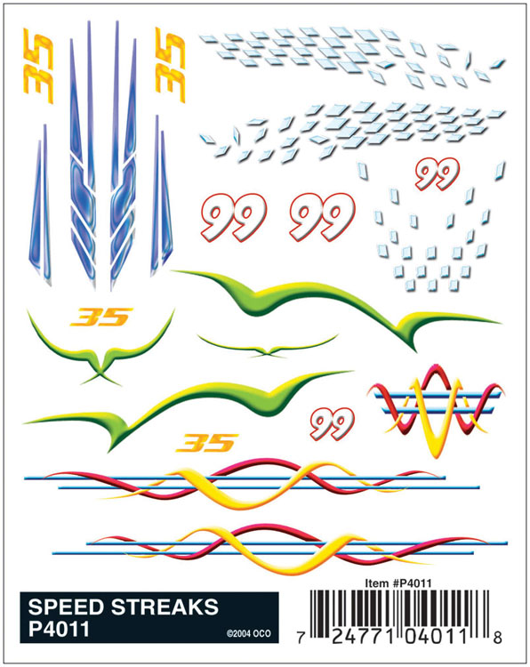 Woodland Scenics P4011 PineCar Dry Transfer Decals, Speed Streaks