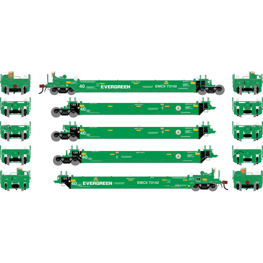 PREORDER Athearn HO 3011 Gunderson Maxi-I Well Cars, Evergreen #73142