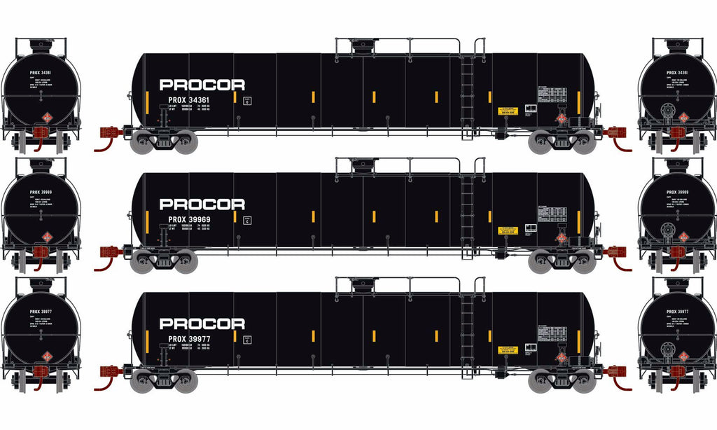 Athearn Genesis N GN16898 33,900 Gallon LPG Tank Cars, Procor #1 (3)