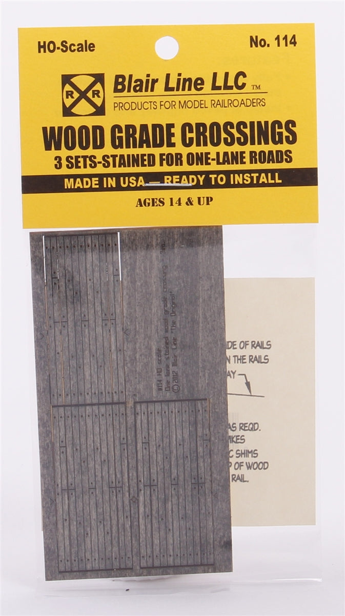Blair Line HO 114 Wood Grade Crossing Kits, One Lane (3 Sets)