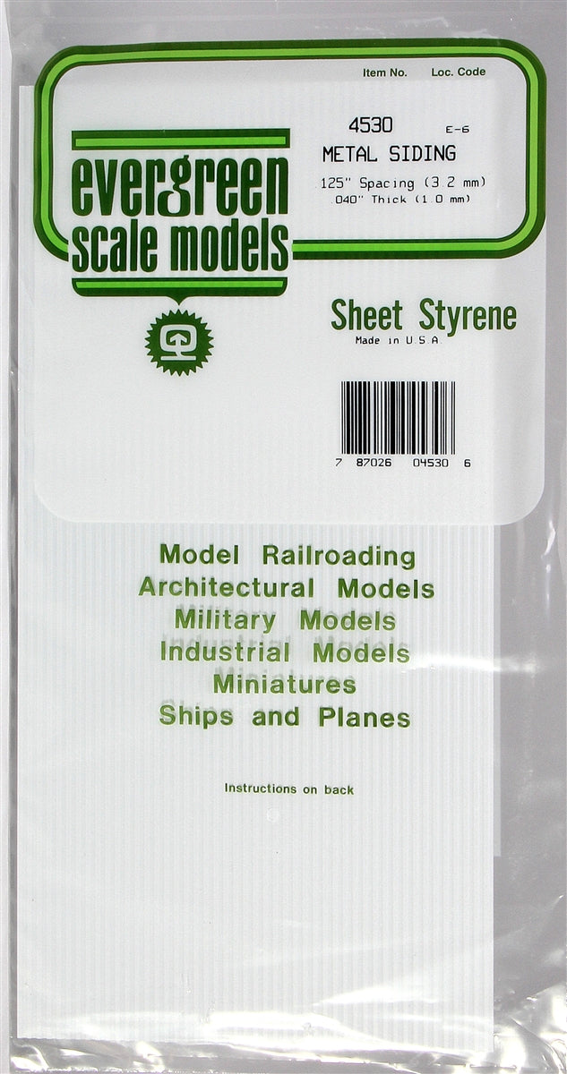 Evergreen Scale Models 4530 Corrugated Metal Siding .125"