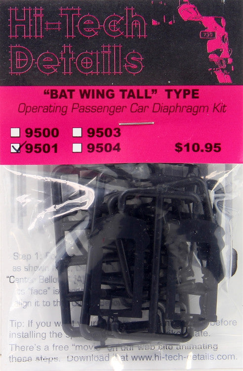 Hi-Tech Details HO 9501 Passenger Car Diaphragm Kit, Bat Wing Tall Typ