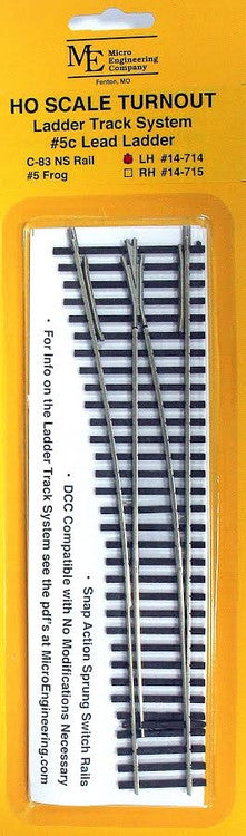 Micro Engineering HO 14-714 Code 83 #5c Yard Ladder System Turnout, Le