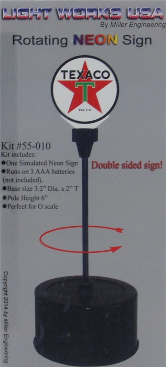 Miller Engineering O 55-010 Texaco Rotating Sign, Animated Neon Style
