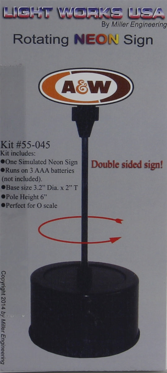Miller Engineering O 55-045 A&W Rotating Sign, Animated Neon Style Sig