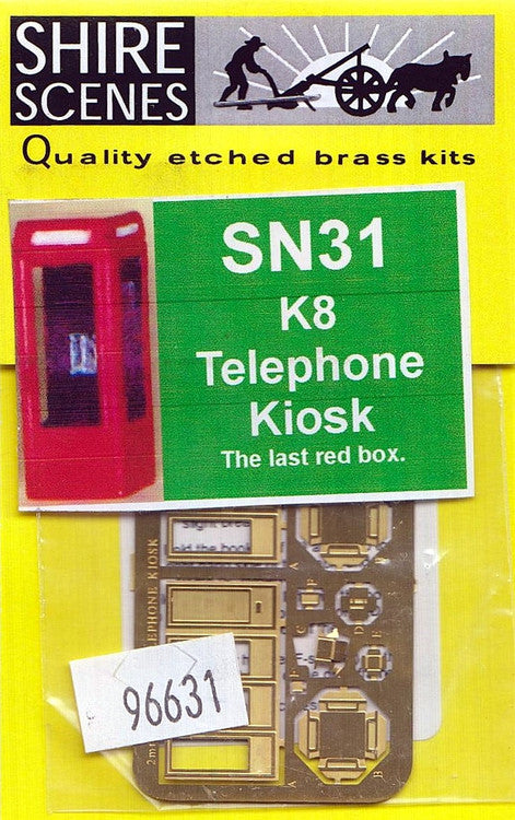 N Scale Architect N 96631 Shire Scenes (SN31) K8 Telephone Kiosk Kit