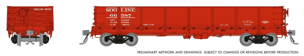 PREORDER Rapido HO 163016 40' Drop Bottom Gondola, Soo Line (6-Pack)