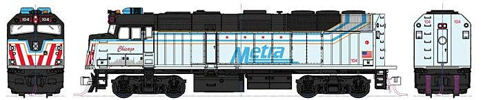 Kato N 176CHICDCC EMD F40PH Commuter Version Locomotive, Metra #104 Ci
