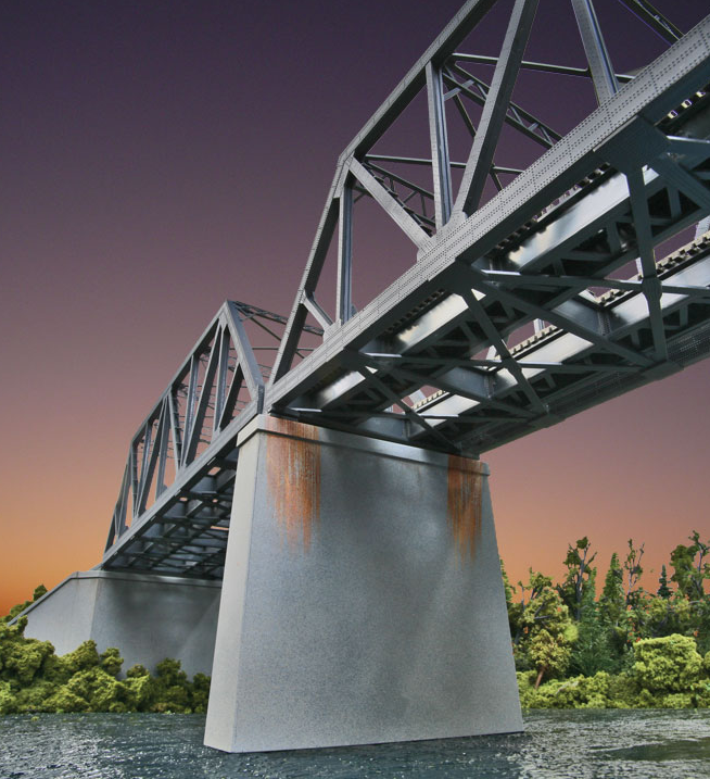 Walthers Cornerstone 933-4553 Double-Track Railroad Bridge Concrete Ab